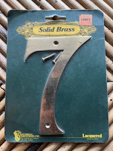 Universal Industries inc Vintage Solid Brass House Number # 7 Door ...