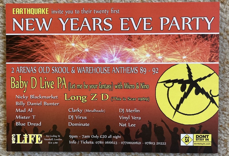 Earthquake, Rave Club Flyer, 31st December 2008, NYE New Years Eve ...
