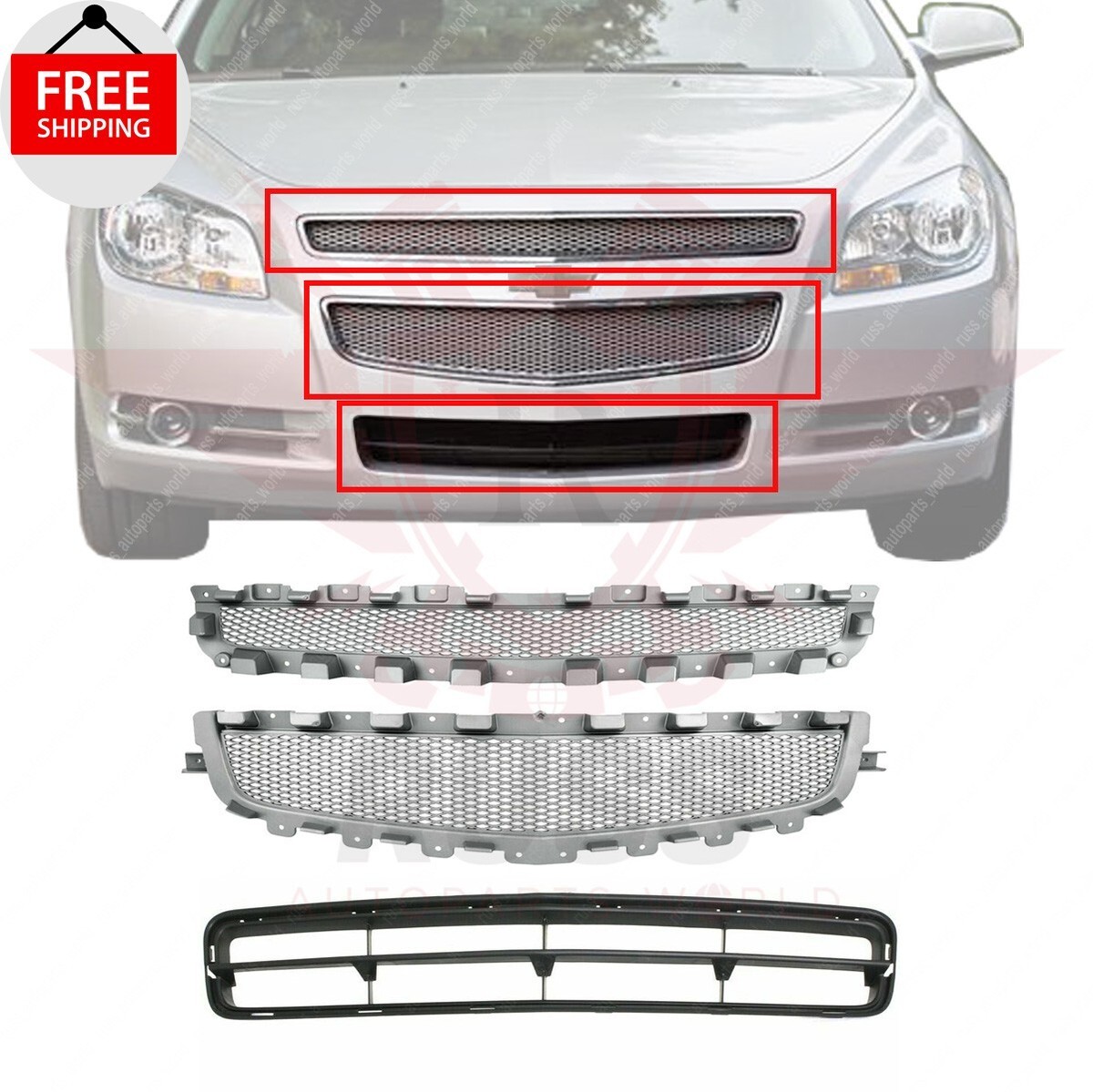 2011 Chevy Malibu Grill Assembly Chrome Delete Grille Overlay For