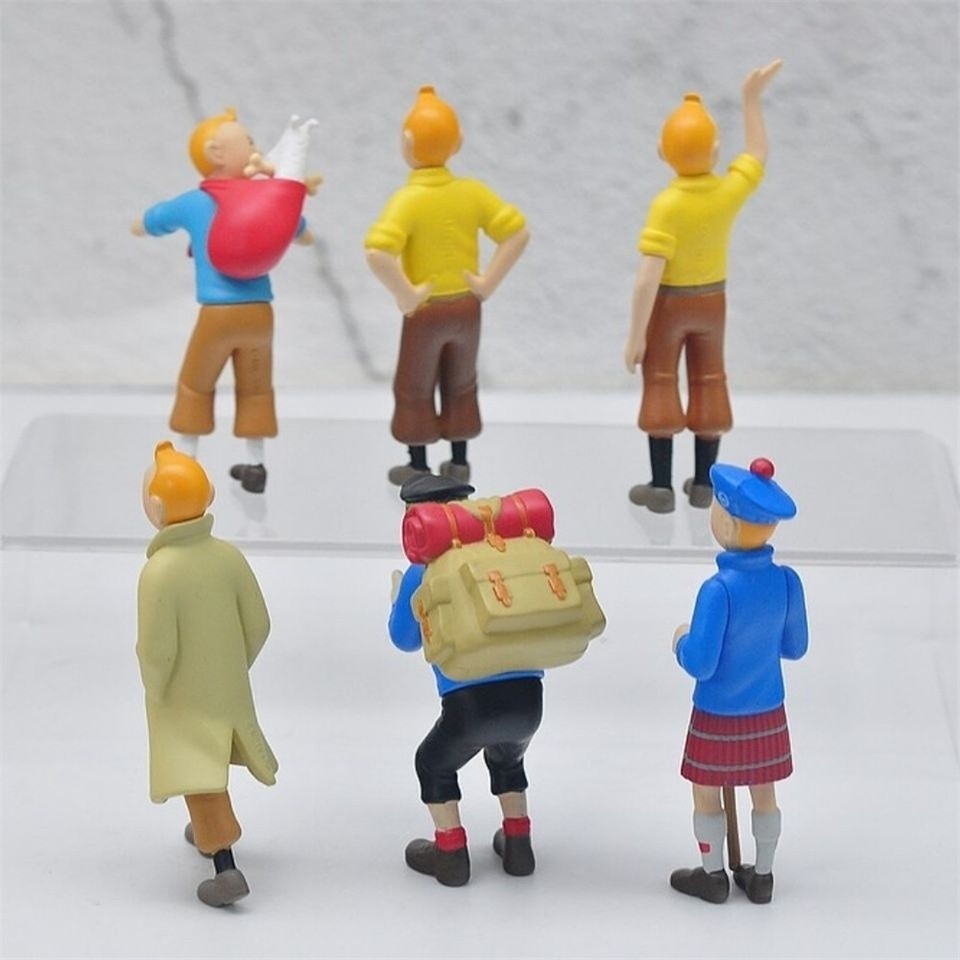 6pcs The Adventures of Tintin Snowy Captain Haddock Thompson Figure ...