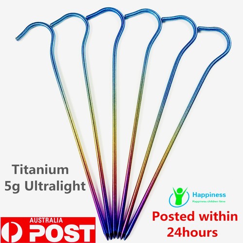 6 Pcs Titanium Outdoor Camping Trip Tent Peg Ground Nail UL Backpacking ...