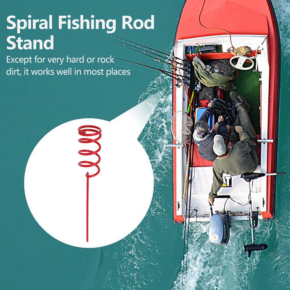 Fishing Rod Pole Holder Insert Ground Spiral Metal Stand Support 2/4/6 ...