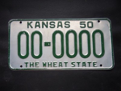 1950 Kansas Sample License Plate 00-0000 | eBay