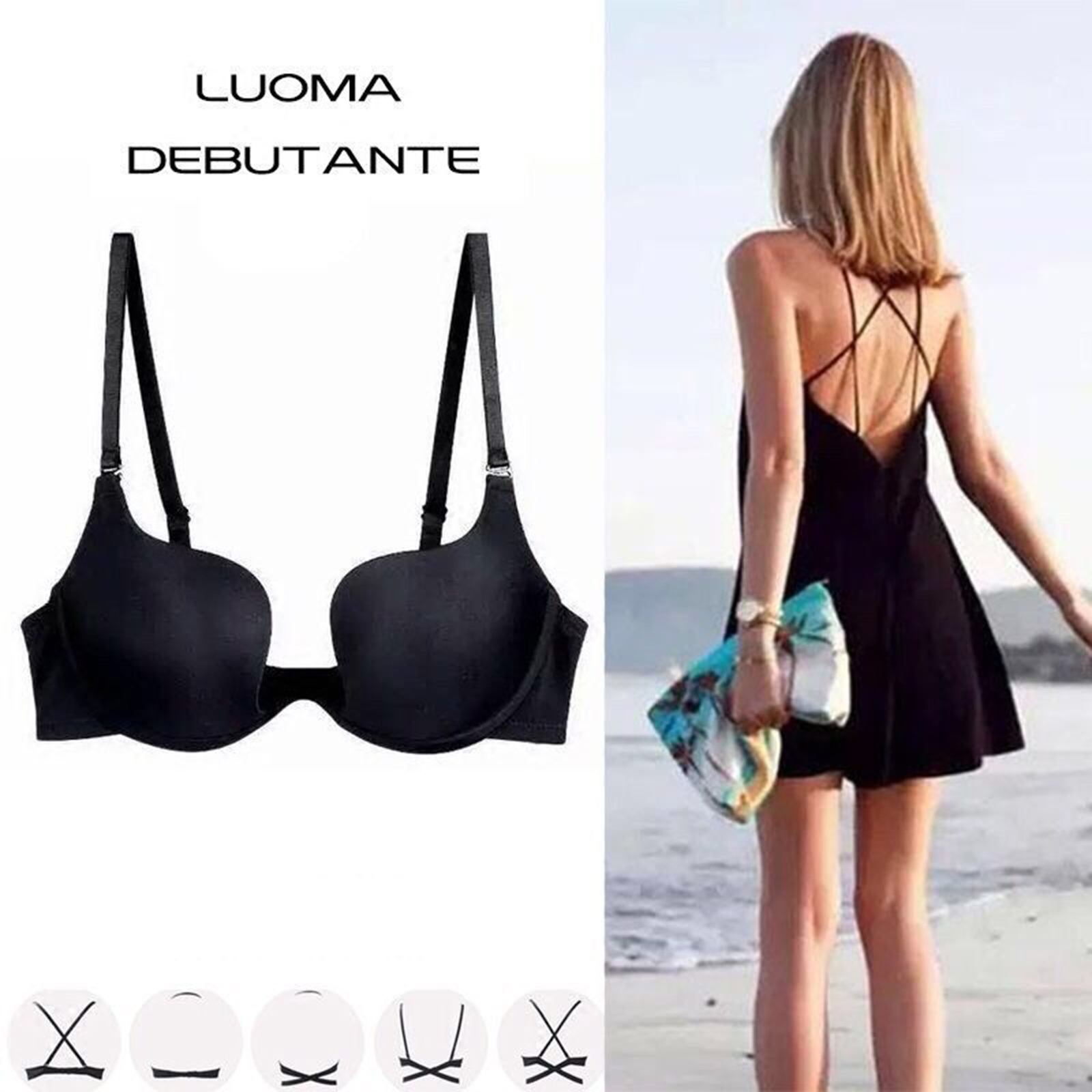 Traceless Deep U Backless Bra for Women Low Cut Push Up Bra Breathable ...