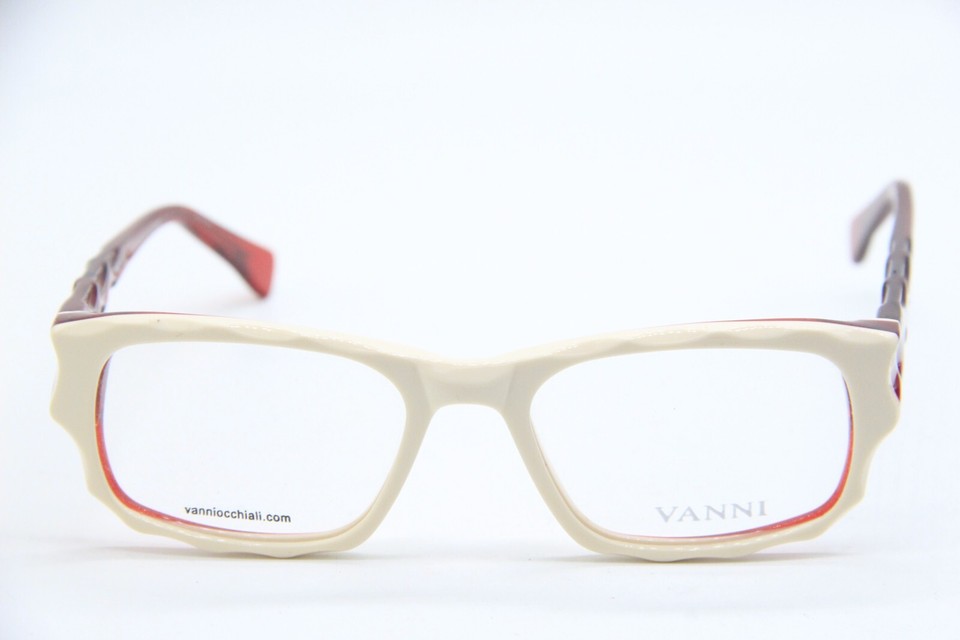 NEW VANNI V3322 A600 BEIGE TRANSPARENT RED AUTHENTIC EYEGLASSES FRAMES ...