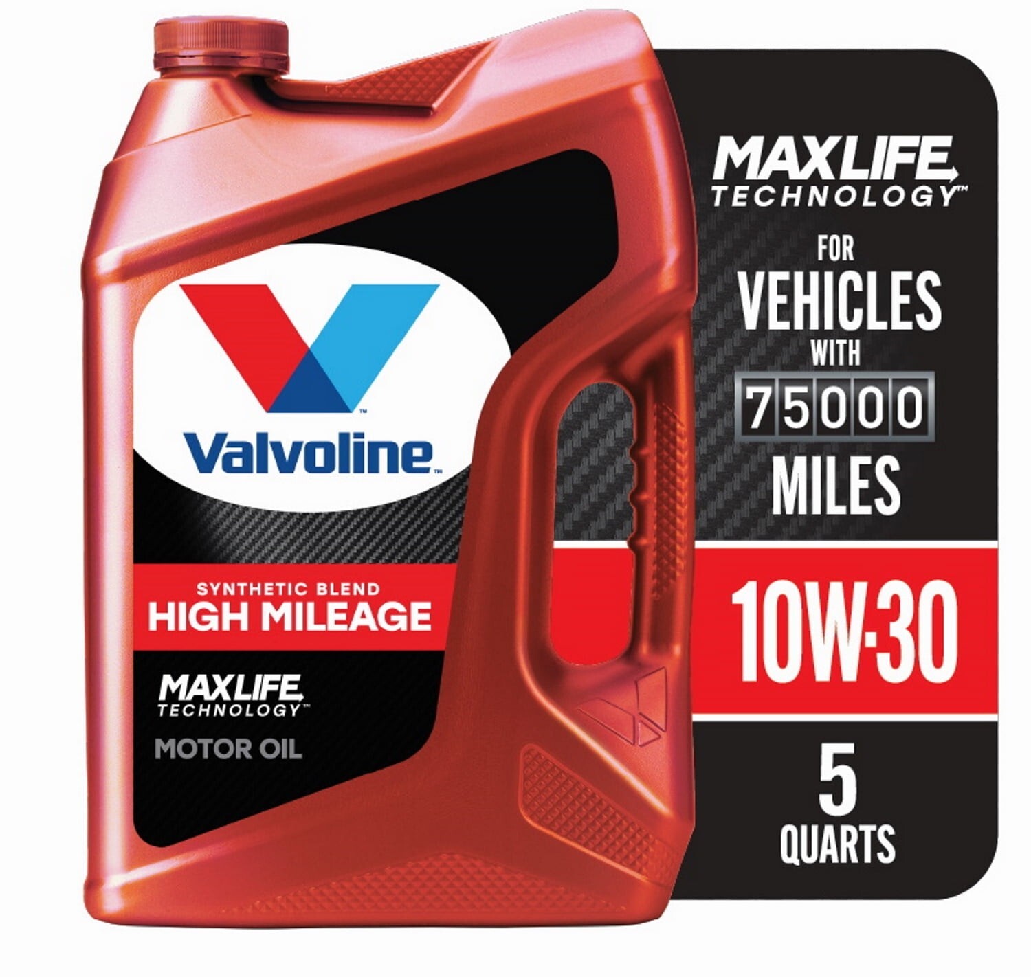 2 Pack, Valvoline High Mileage MaxLife 10W-30 Synthetic Blend Motor Oil ...