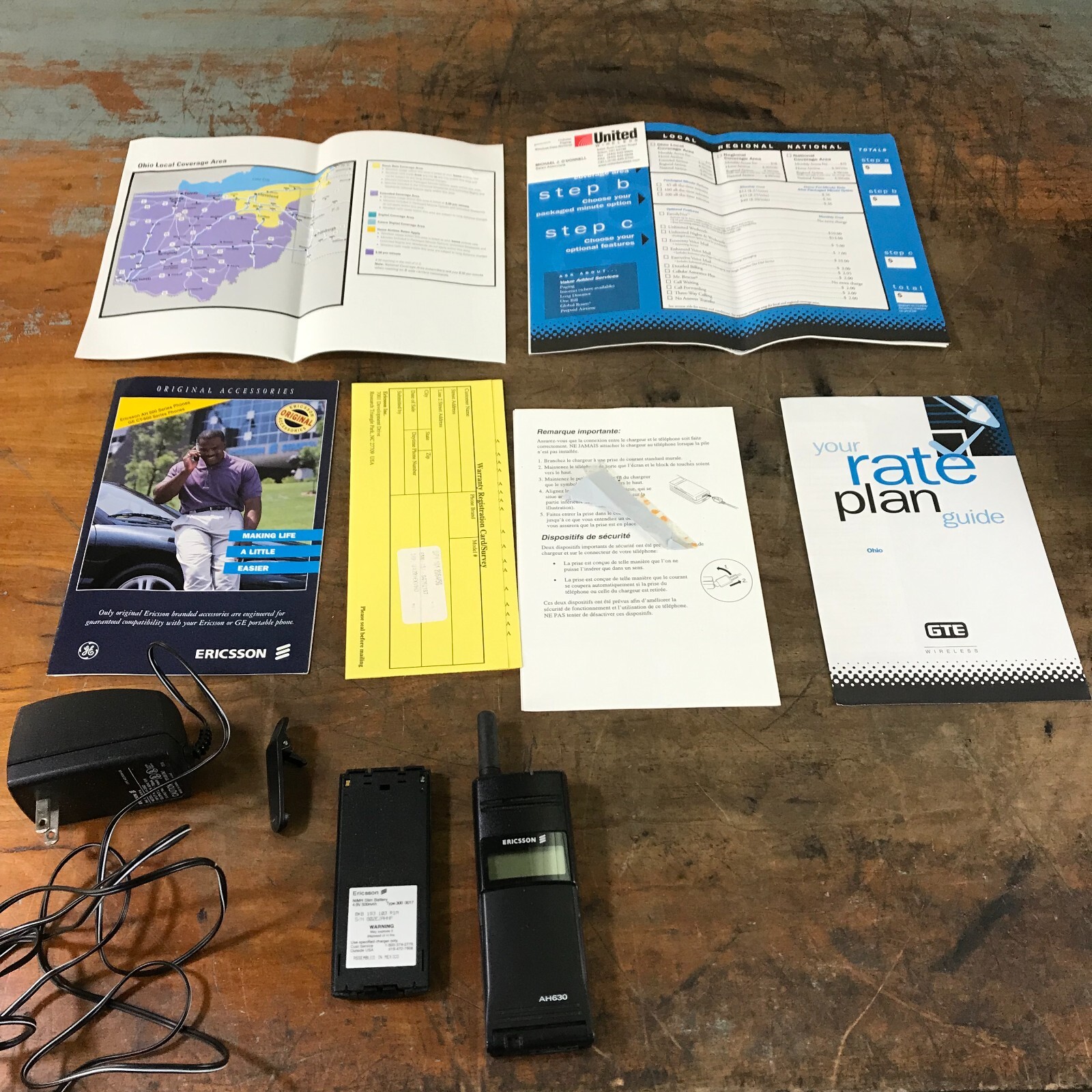 ERICSSON AH630 MOBILE FLIP PHONE Vintage Tech Cell Phone (Complete In ...