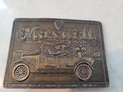 Vtg MAXWELL MOTOR Company Detroit Michigan BRASS BELT BUCKLE Montauk ...