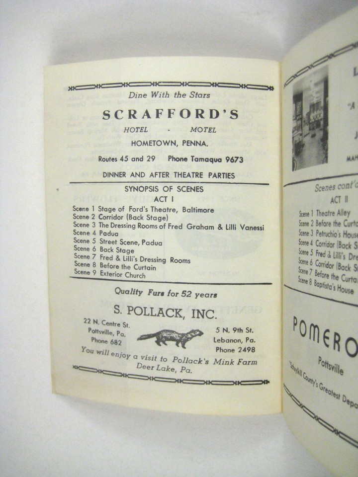 Kiss Me Kate Program 1952 Kenley Players Lakewood Juliana Larson Lee ...