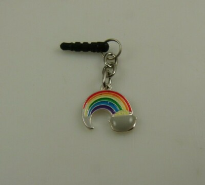 Rainbow pot of gold charm cell phone or fits Ipad charm ear cap dust ...