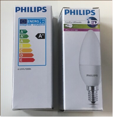 Philips LED-Leuchtmittel LB16 CorePro LEDcandle 5,5-40W 827 E14 matt ...