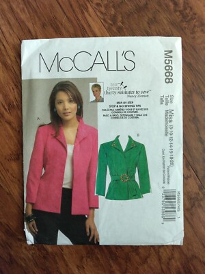 McCalls 5668 Open Front Jackets Blazer Misses Size 8 20 Sewing Pattern ...
