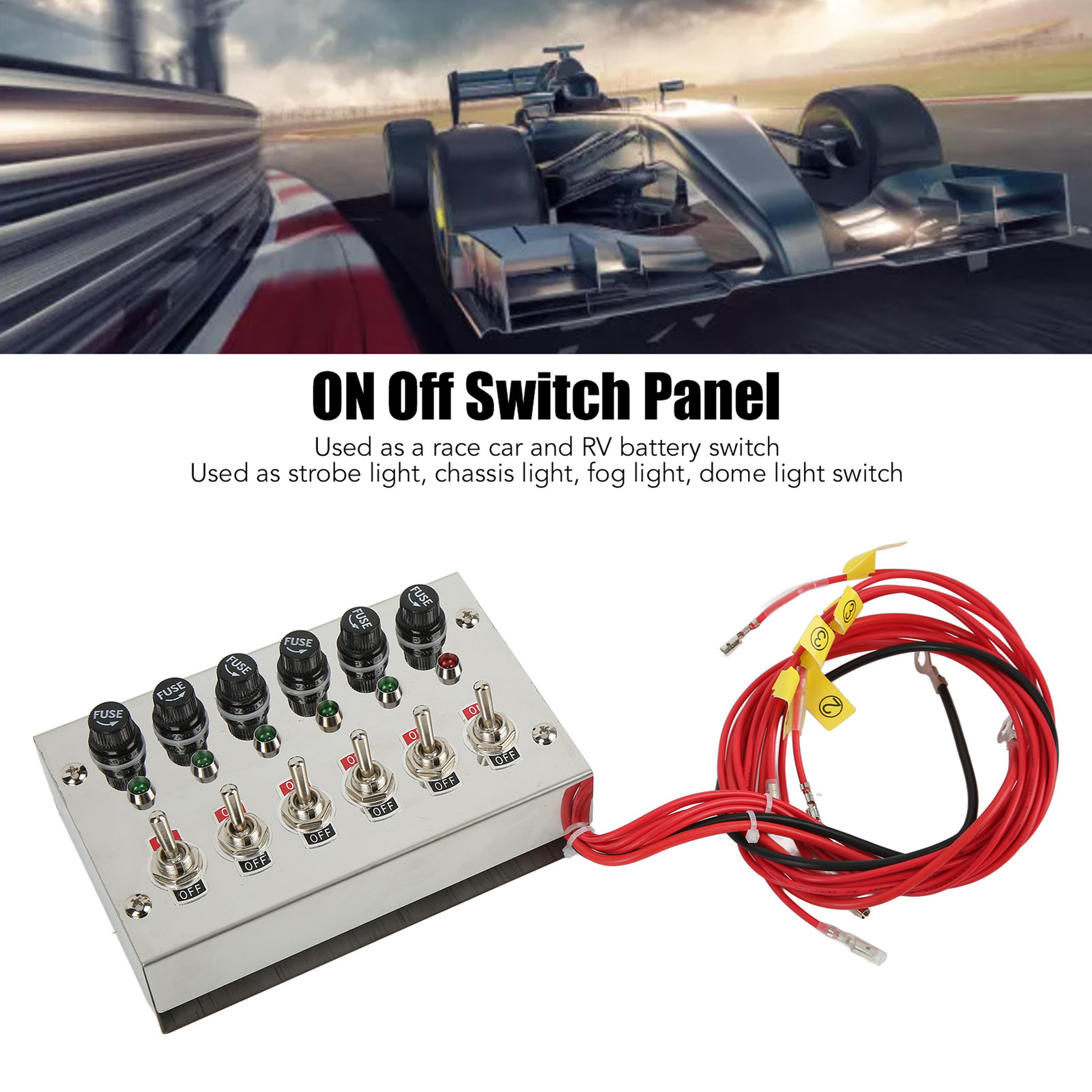 Car DC12V 24V 15A 6 Gang Toggle Switch Panel With Fuses LED Indicators ...