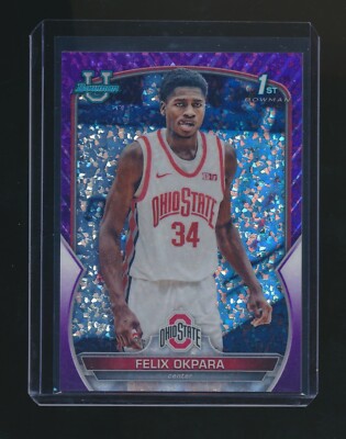 FELIX OKPARA 2023 BOWMAN U CHROME PURPLE DIAMOND REFRACTOR RC PARALLEL ...