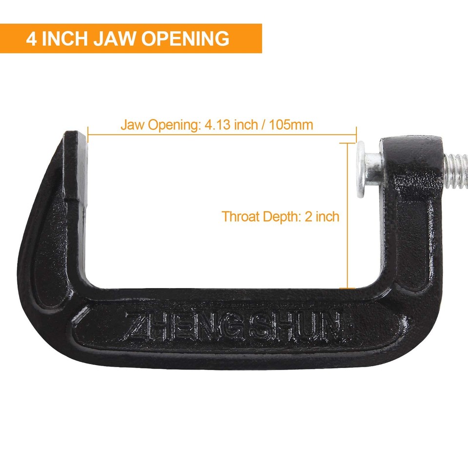 6 PCS C-Clamps 4 Inch Heavy Duty Steel C Clamp - Industrial Strength C ...