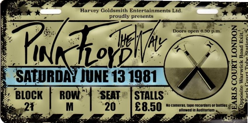 PINK FLOYD THE WALL EARLS COURT LONDON 1981 14x30cm Embossed Music ...