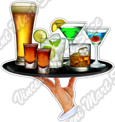 Drink Tray Bar Pub Bartender Alcohol Drinks Car Bumper Vinyl Sticker ...