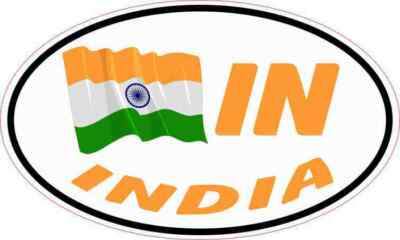 5X3 Oval IN India Flag Sticker Vinyl Travel Car Truck Bumper Flags Cup ...