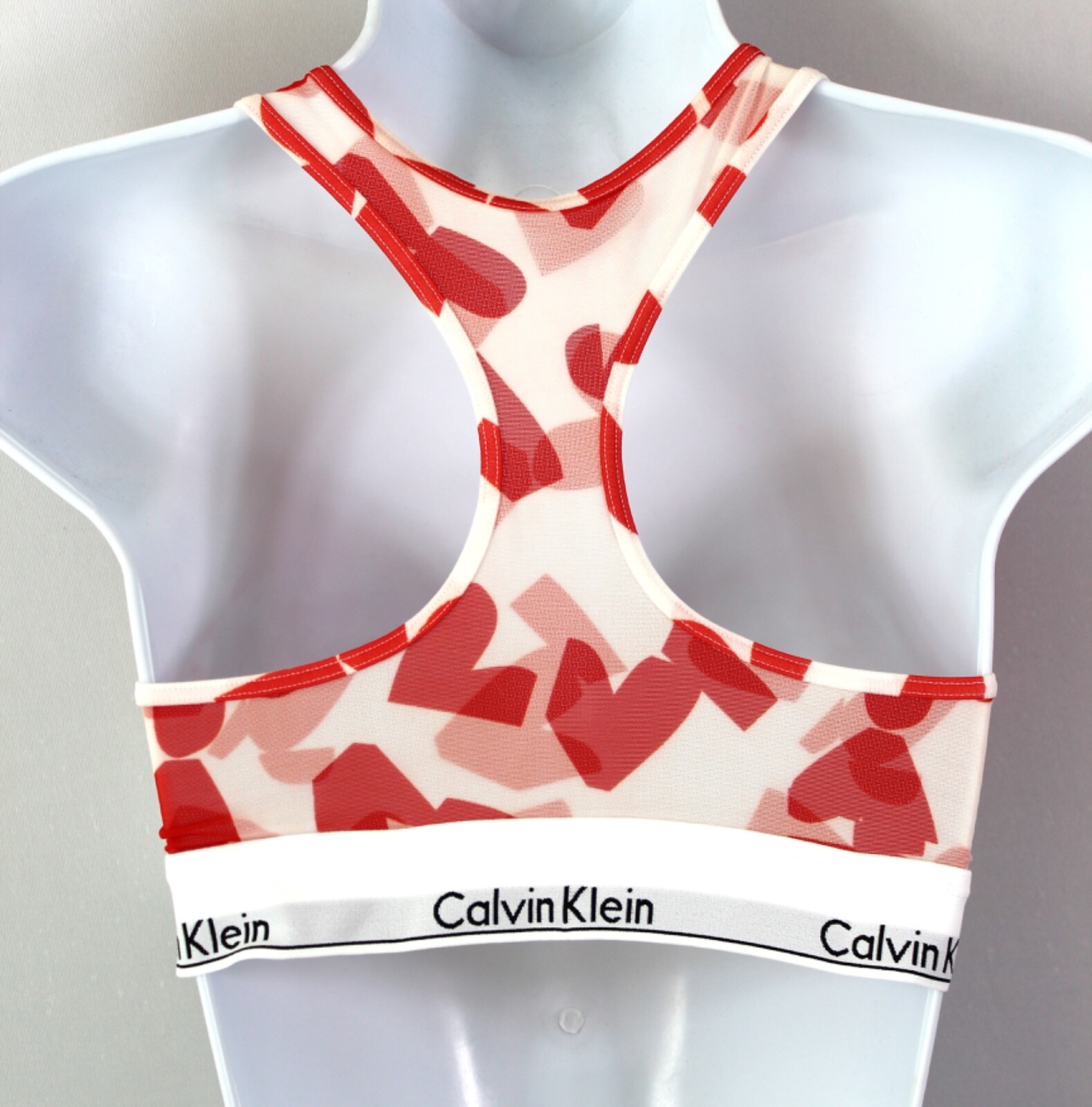 CALVIN KLEIN Unlined Racerback Bralette Bra Size S Red Folded Hearts💕 ...