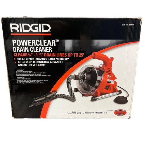Ridgid 55808 PowerClear Drain Snake Cleaner Machine 120V for Tubs ...