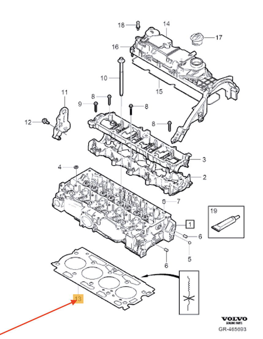 VOLVO S60 II ENGINE CYLINDER HEAD GASKET 31422360 ORIGINAL for sale ...
