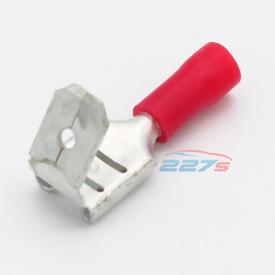 100x Insulated Red Spade Piggyback Crimp Terminals- Electrical Feed or ...