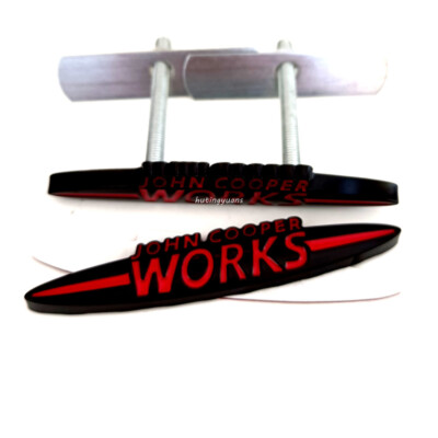 2x 9CM BLACK RED JOHN COOPER WORKS Front Grille Badge Rear Sticker for ...
