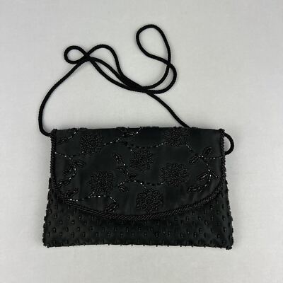 Womens Black Sequence Strappy Crossbody Clutch Coin Purse Bag | eBay