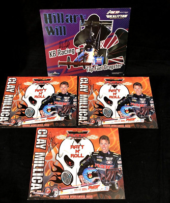Lot of 4 Dragster racing hero cards Hillary Will Clay Millican signed ...