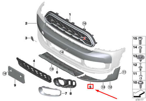 MINI COUNTRYMAN F60 FRONT BUMPER RIGHT SPOILER 7478634 51117478634 NO🇺🇸 ...