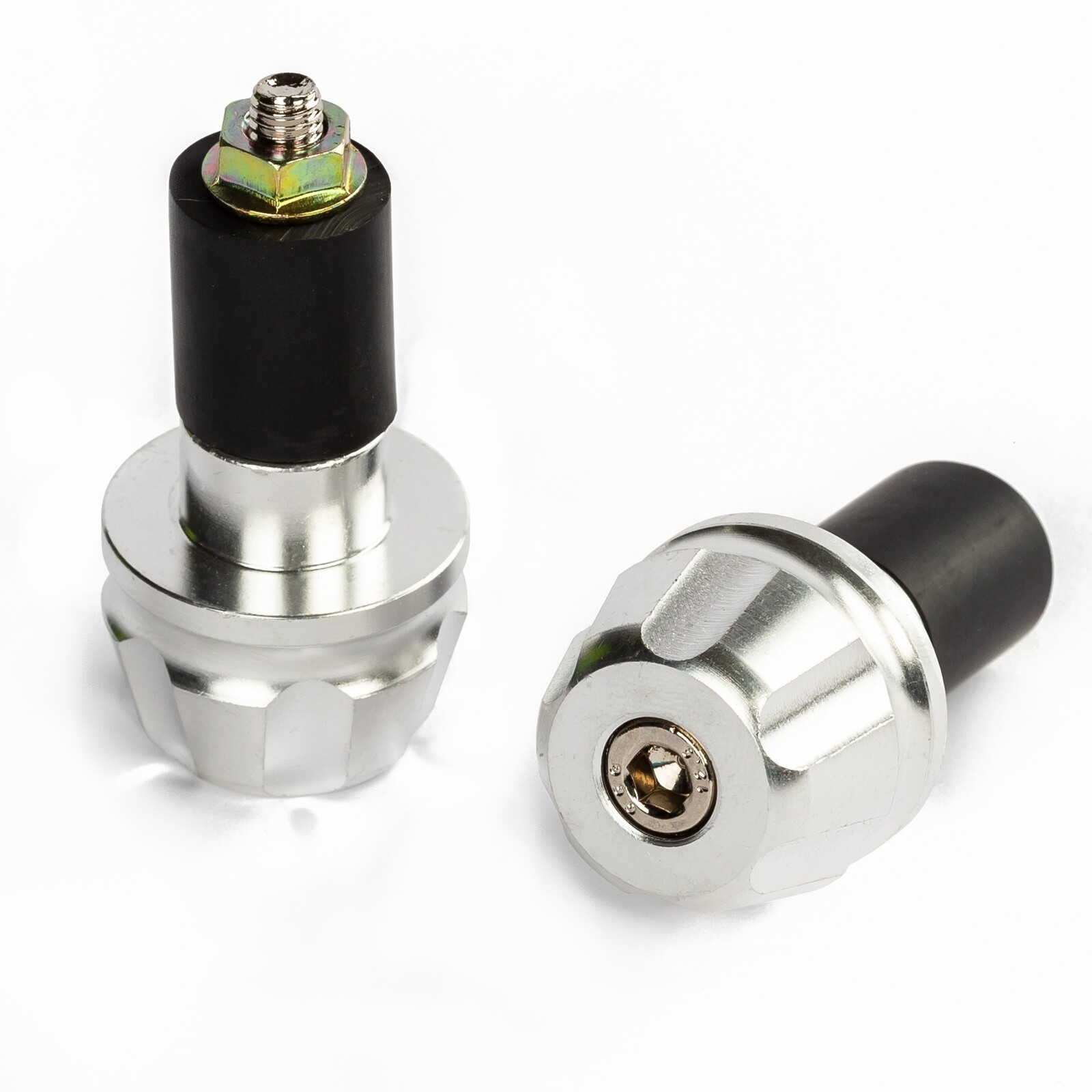 2x Motorbike Handlebar Plugs Bar Grips Caps End Motorcycle 17mm Silver ...