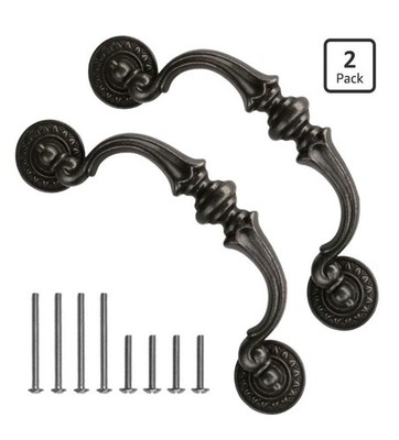 Antique Pull Handle 6" Centers Large Drop Bail Dresser Swing Drawer ...