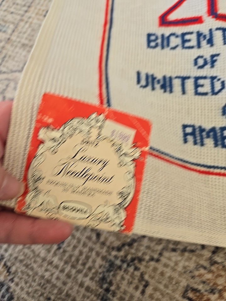 Vintage Needlepoint Canvas Preworked Usa United States Bicentennial ...