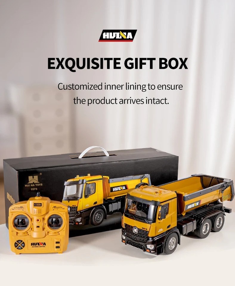 RC Truck Huina 1573 Metal dump truck with lights and sounds and Battery ...