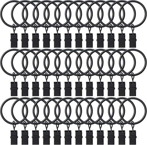 BOOMIBOO 36 Pack Curtain Rings with Clips, Drapery Clips with Rings ...