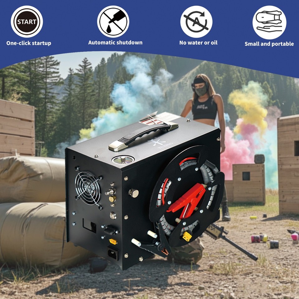 TUDIVING PCP Air Compressor 4500psi/300bar Built-in Converter 12V/110V ...