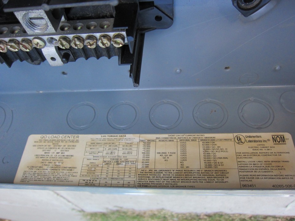 Square D QOC16U 3P 125A 125/250V NEMA 1 Load Center Enclosure, Used | eBay