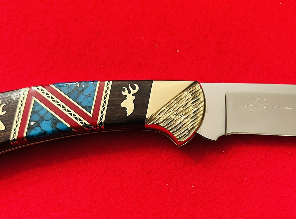 Buck Custom Dave Yellowhorse 112 Buck Antler W/Turquoise & Coral RARE ...