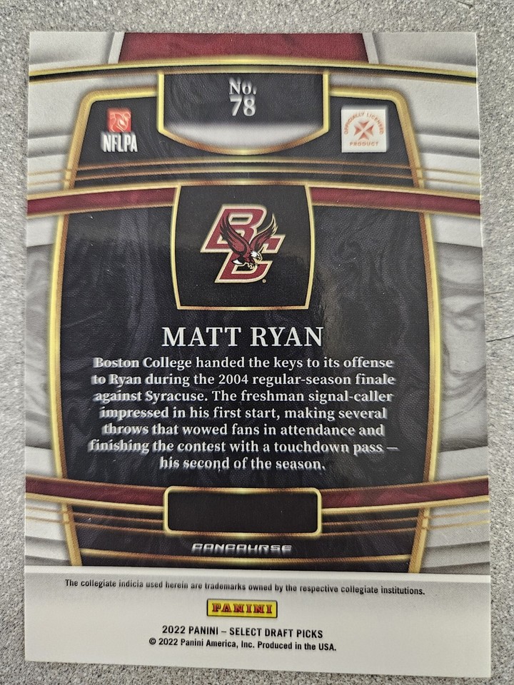 2022 Panini Select Draft Picks Blue Base #78 MATT RYAN Football Card | eBay