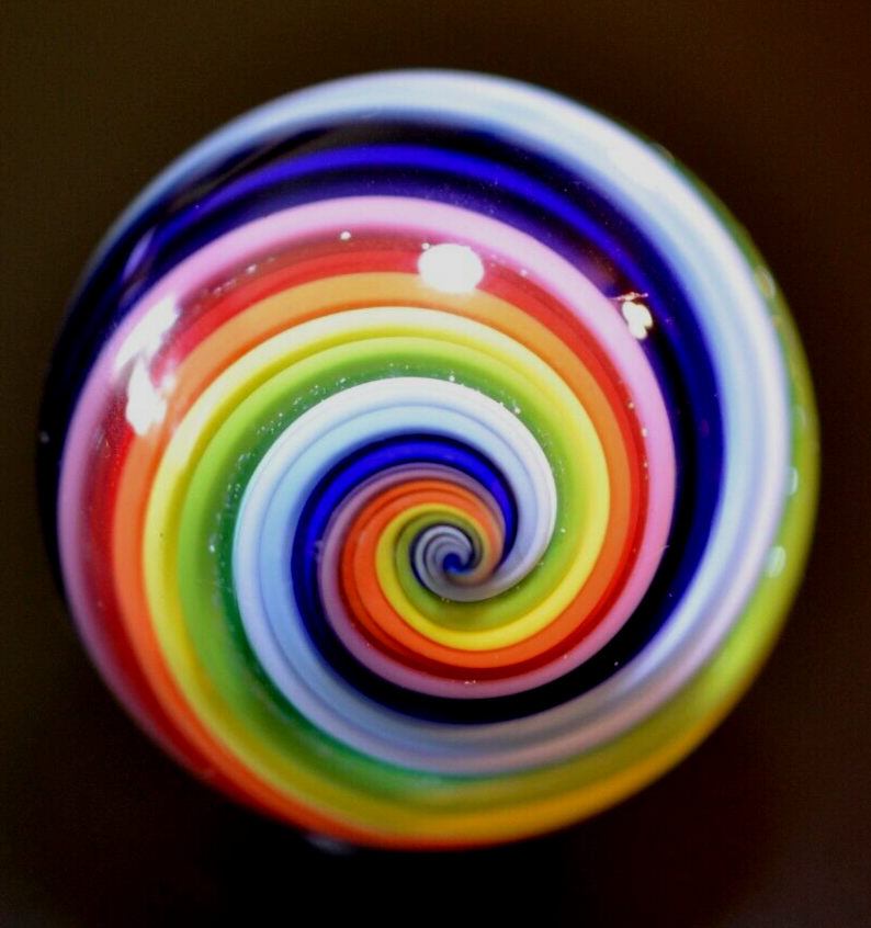 EDDIE SEESE GLASS MARBLE/1.793"-MULTI-COLORED DT SILVER DICHROIC-ICE ...