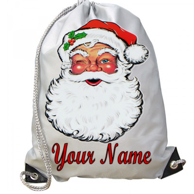 Kids Personalised Santa Claus Father Christmas Drawstring Bag for ...