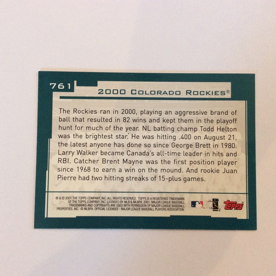 2001 Topps #761 Colorado Rockies TC Colorado Rockies | eBay