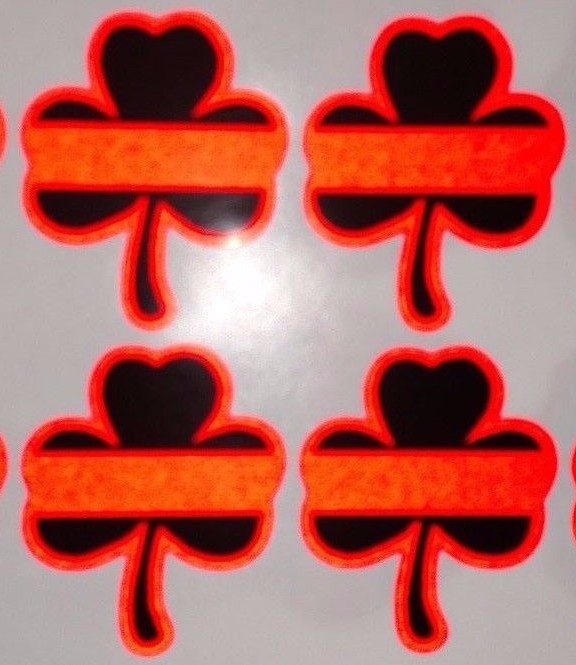 FOUR Reflective Thin Red Line Clover Fire helmet Decals 2 inch x 2 inch ...