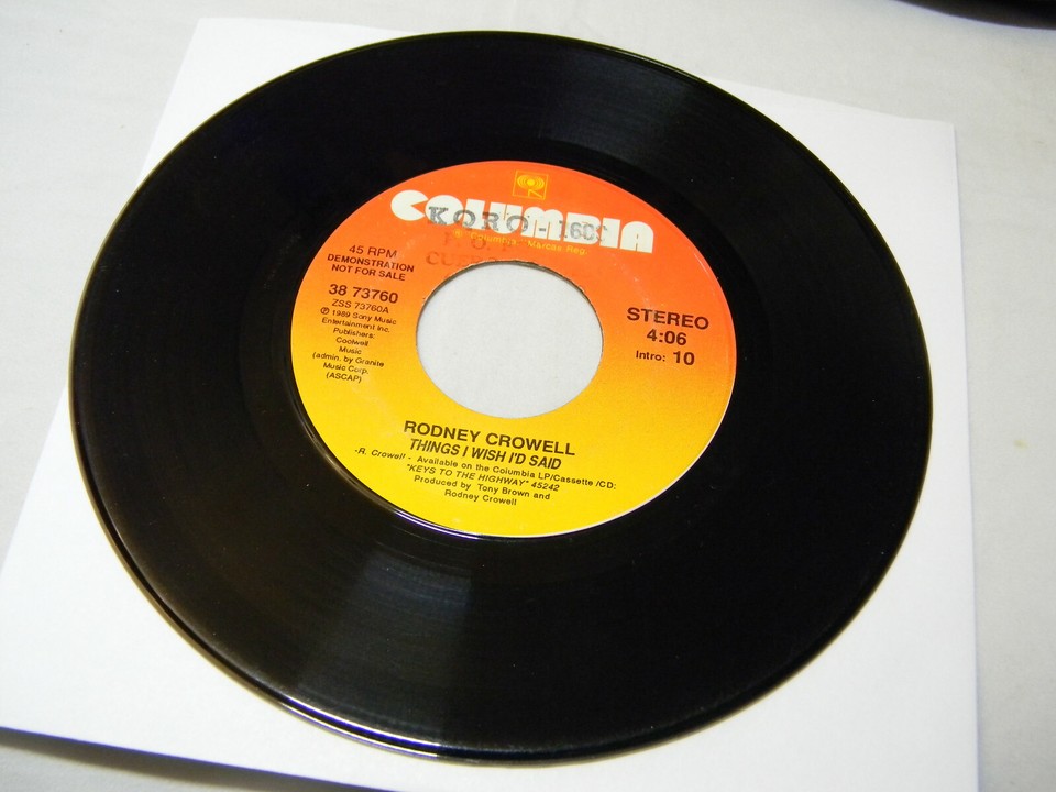 RODNEY CROWELL THINGS I WISH I'D SAID PROMO 45 RPM RECORD 051 | eBay
