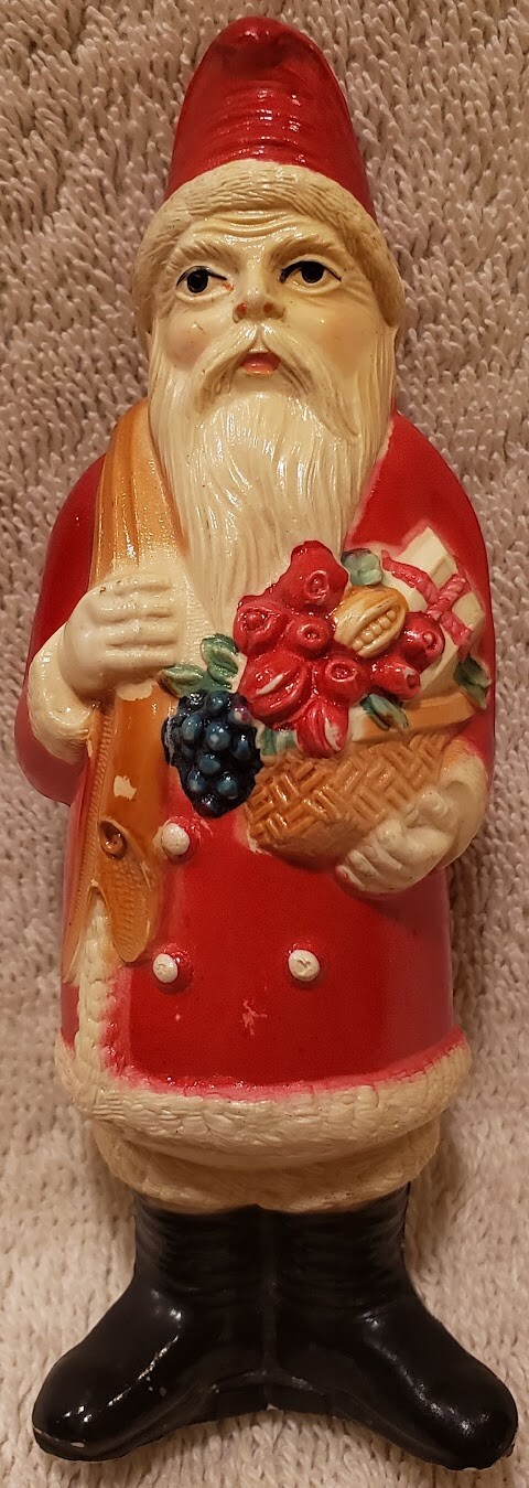 VINTAGE 1930'S CELLULOID SANTA CLAUS CHRISTMAS BABY RATTLE 5" TALL MADE ...