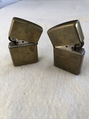 (Lot Of 2) Brass Zippos W/ The 80’s Zippo Stamp Font 5 Barrel Hinges | eBay