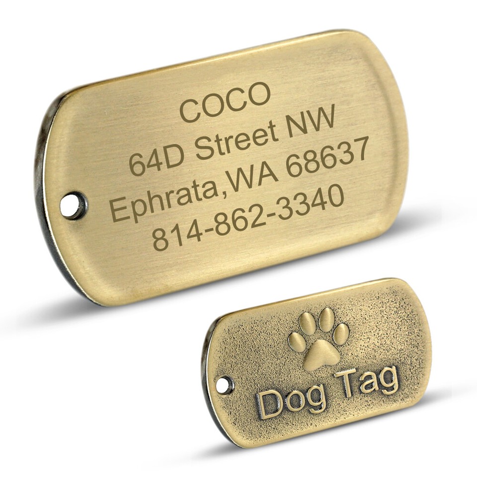 Custom Dog Rectangle Tags Personalized Engraved Dog Name ID Tags Retro ...