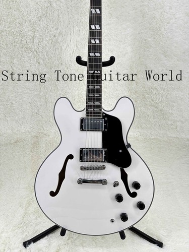ES-335 Gloss White Semi-Hollow Electric Guitar Black Fretboard Fixed ...