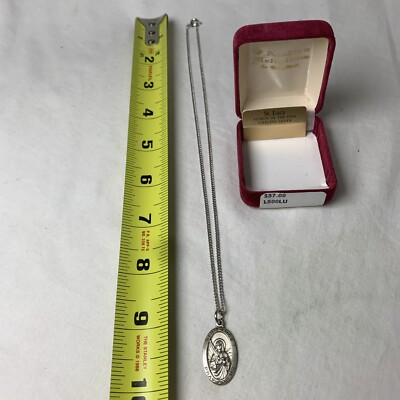 Patron Saint St Lucy 7/8 Inch Oval Sterling Silver Medal on 9” Chain | eBay