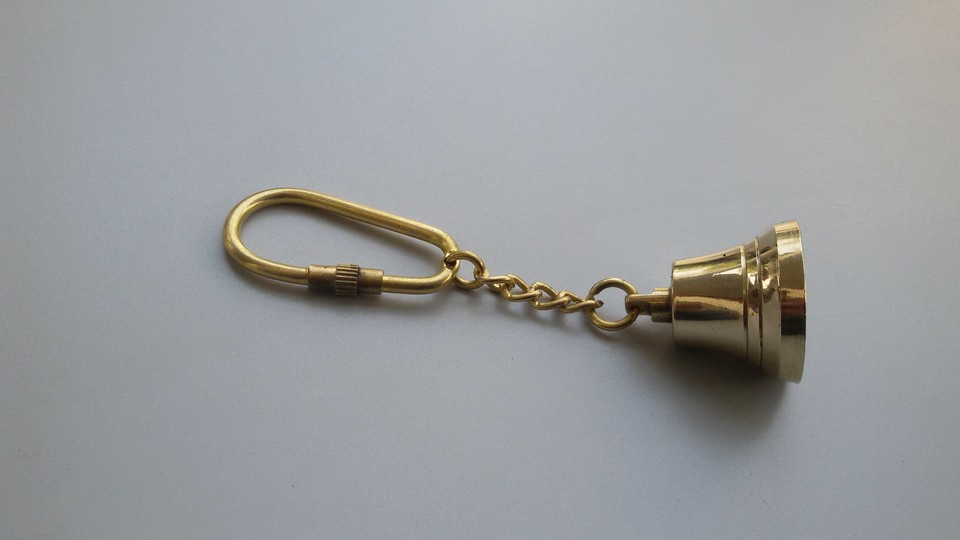 LOT OF 100 PCS MARINE BRASS SHIP BELL KEY CHAIN WITH GOLDEN FINISH ...